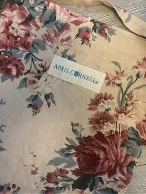 April Cornell | Bags | April Cornell Beige Canvas Tote With Rose And ...